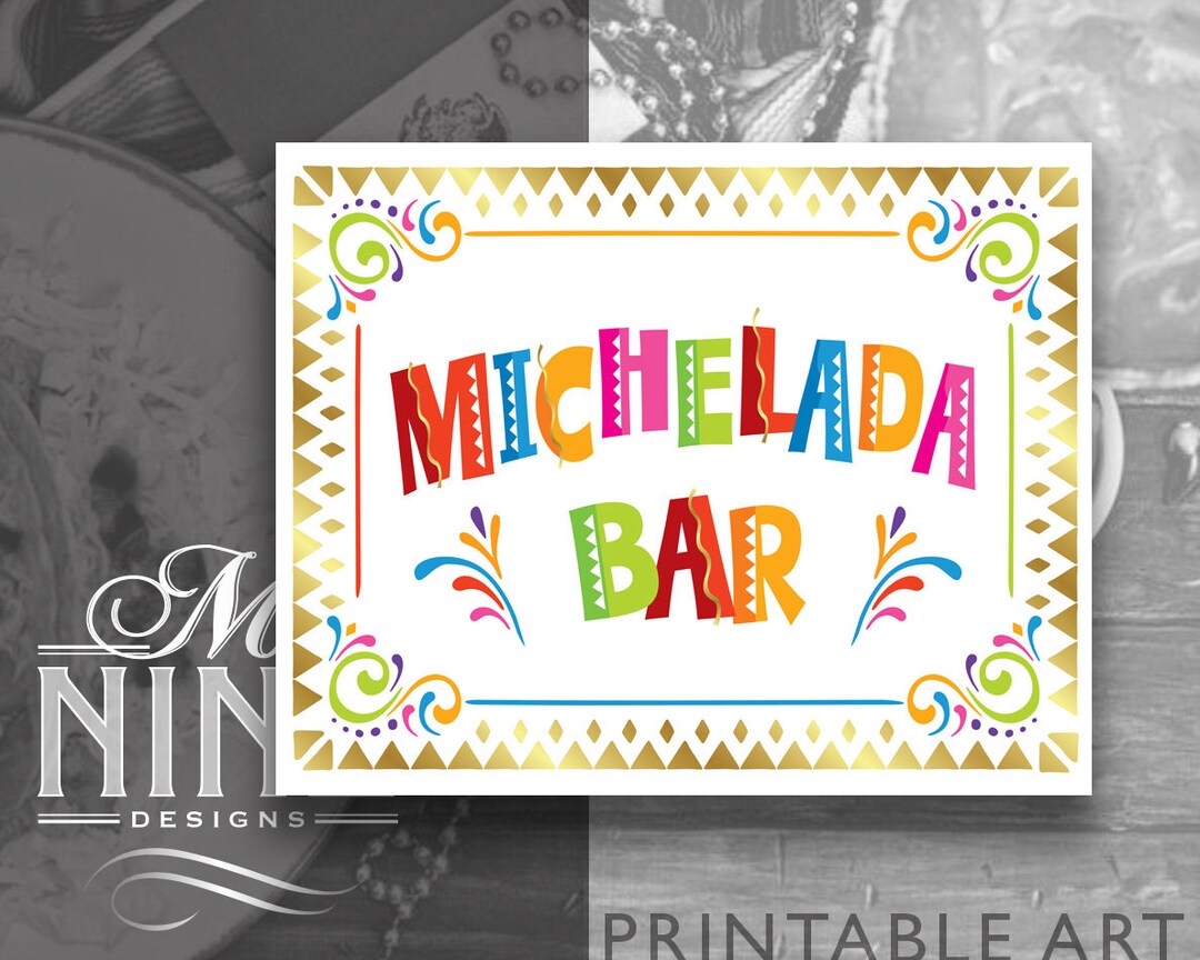 Fiesta Party Drink Sign Printable, Michelada Bar Sign, Cinco De Mayo ...