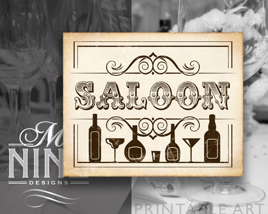 Rustic Party Printable Art "saloon" Bar Party Download, Old West Party ...