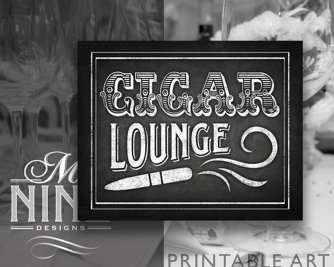 Chalk CIGAR LOUNGE Sign Printables | Cigar Party Downloads | Digital ...