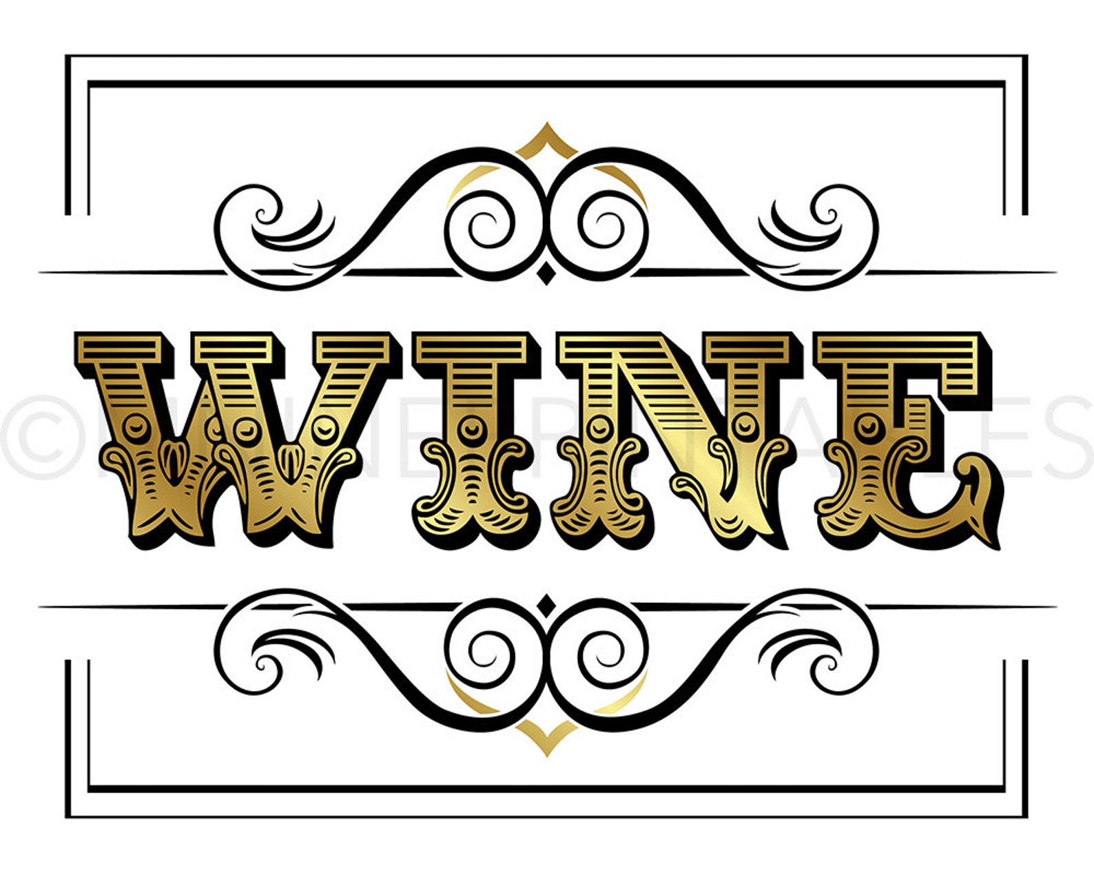 Wine Party Printable wine Sign Gold Vintage Party | Etsy