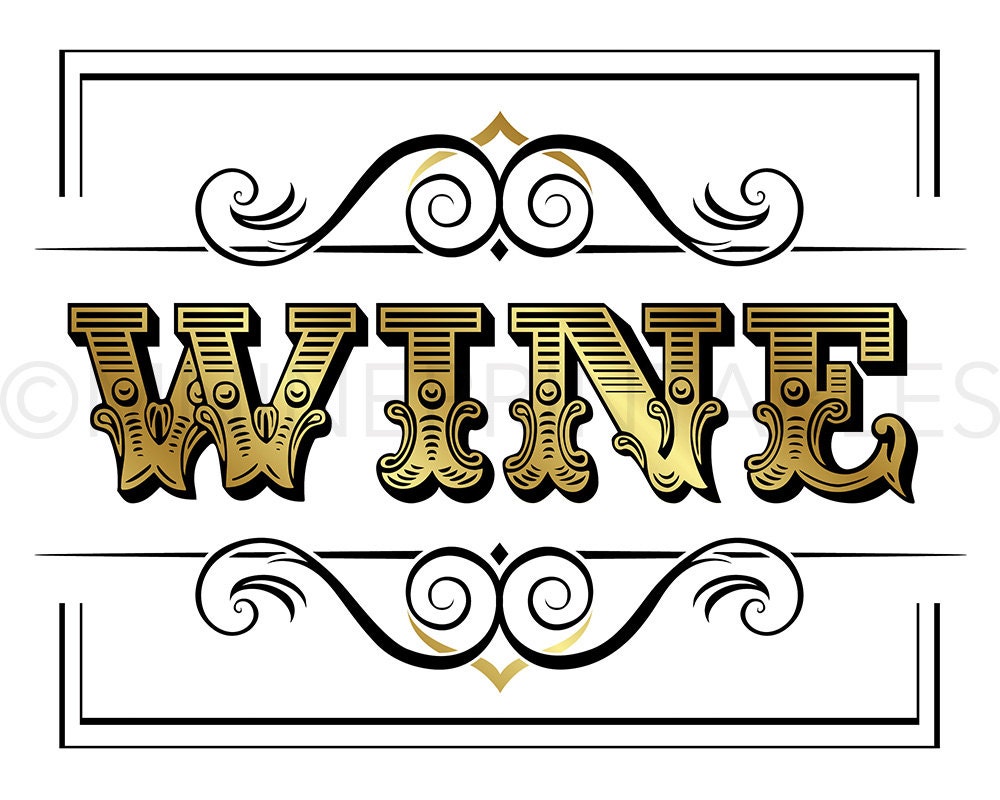 Wine Party Printable WINE Sign Gold Vintage Party | Etsy