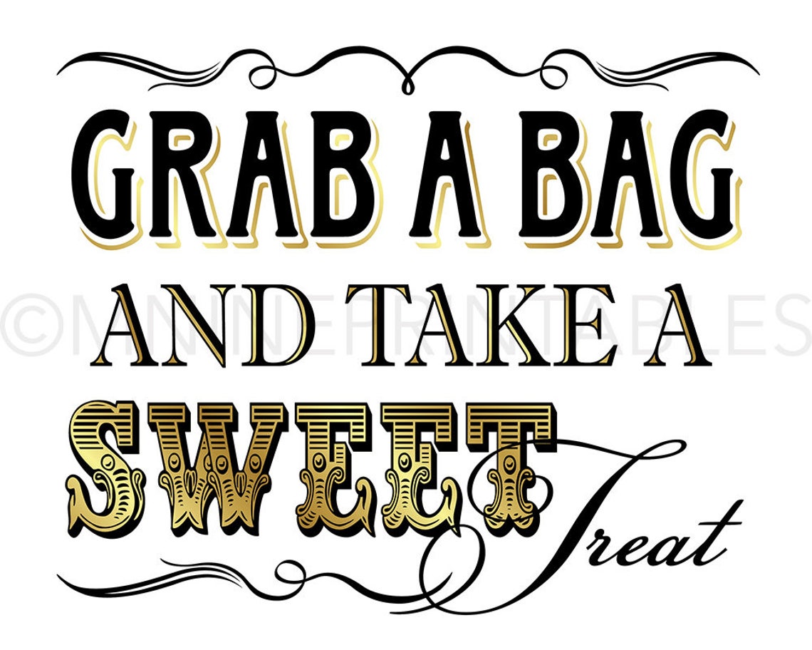 Printable Party Signs / GRAB A BAG and Take A Sweet Treat Sign - Etsy