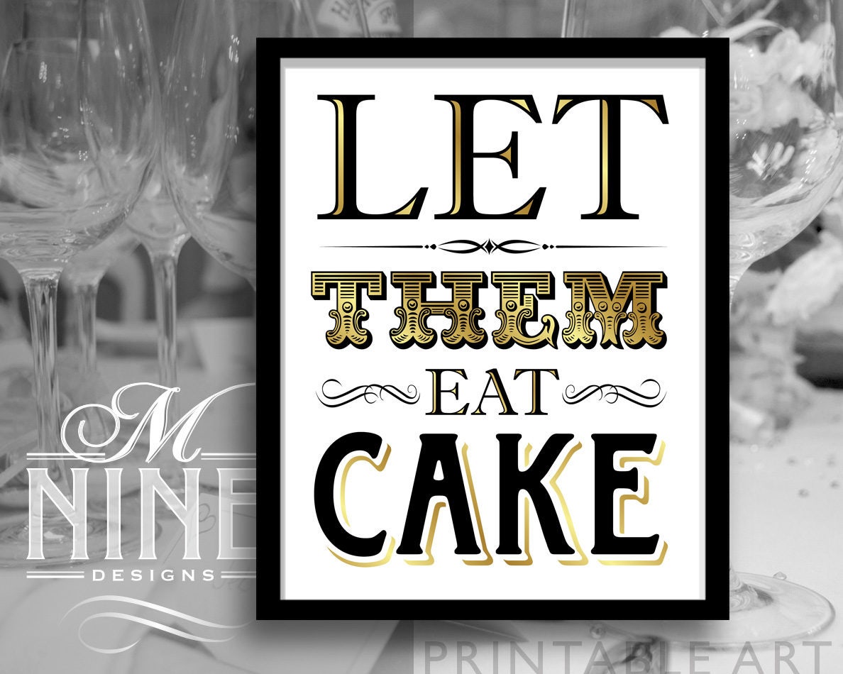 Gold Wedding Table Signs Printable / Let Them Eat Cake Sign | Etsy