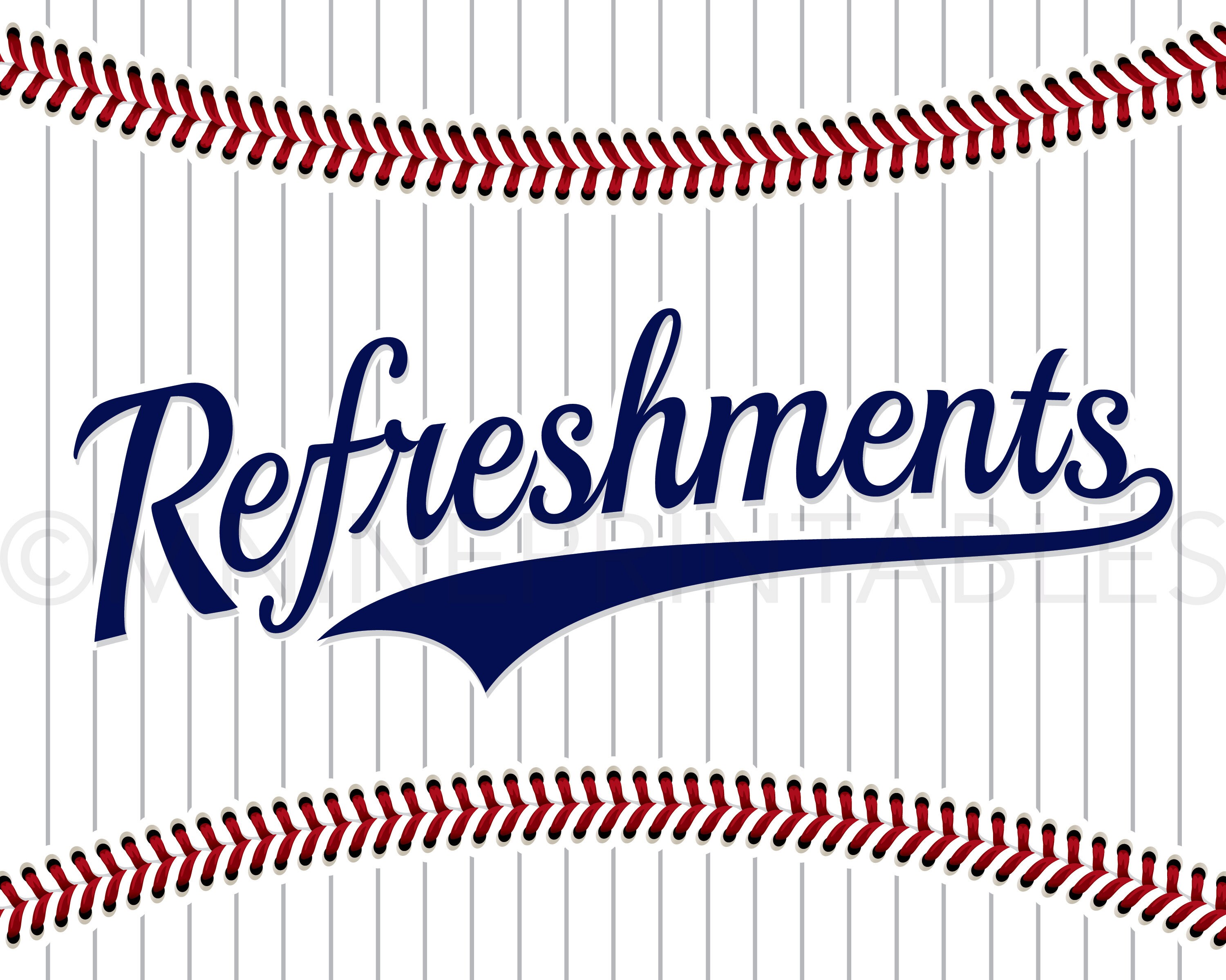 Baseball Party Sign Printables Baseball REFRESHMENTS Sign | Etsy