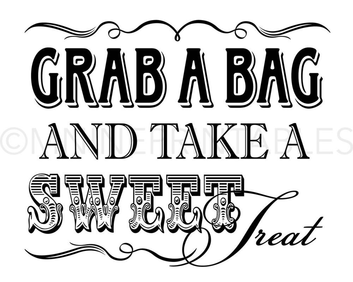 Printable Party Signs / GRAB A BAG and Take A Sweet Treat Sign | Etsy