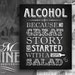 Chalkboard Printable Art, Alcohol Salad Quote, Printable Sign Download ...
