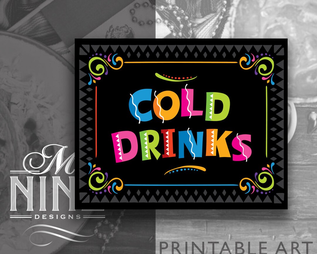 Fiesta Party Sign Printables COLD DRINKS Sign Downloads - Etsy