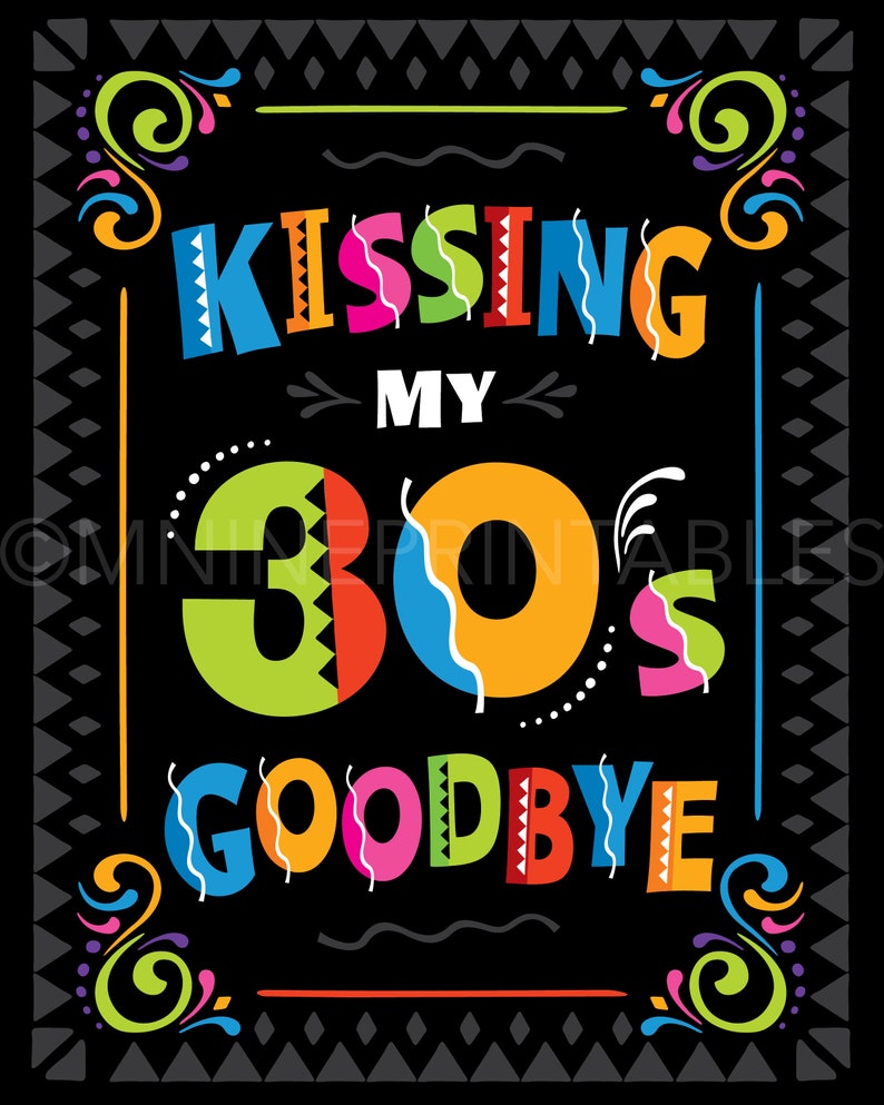 Fiesta Party Sign Printables | Kissing My 30's Goodbye | 40th Birthday ...