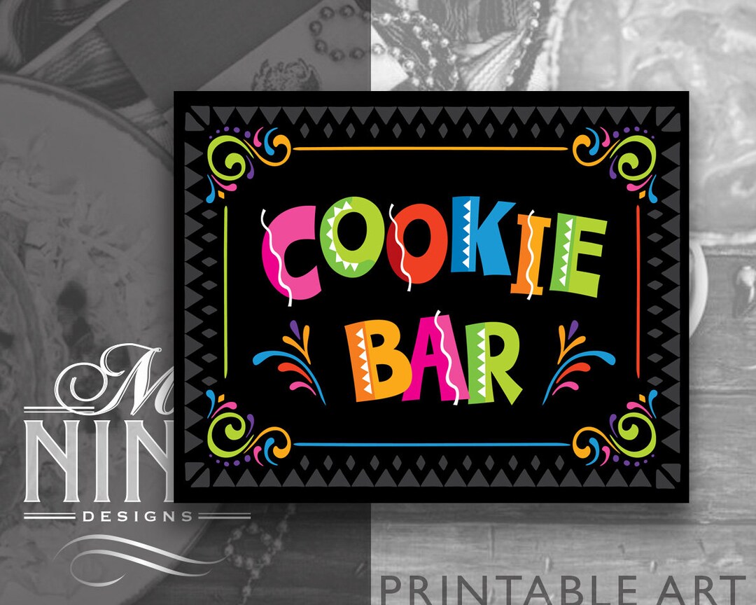 Imprimibles de letreros de fiesta / Descargas de letreros de COOKIE BAR ...
