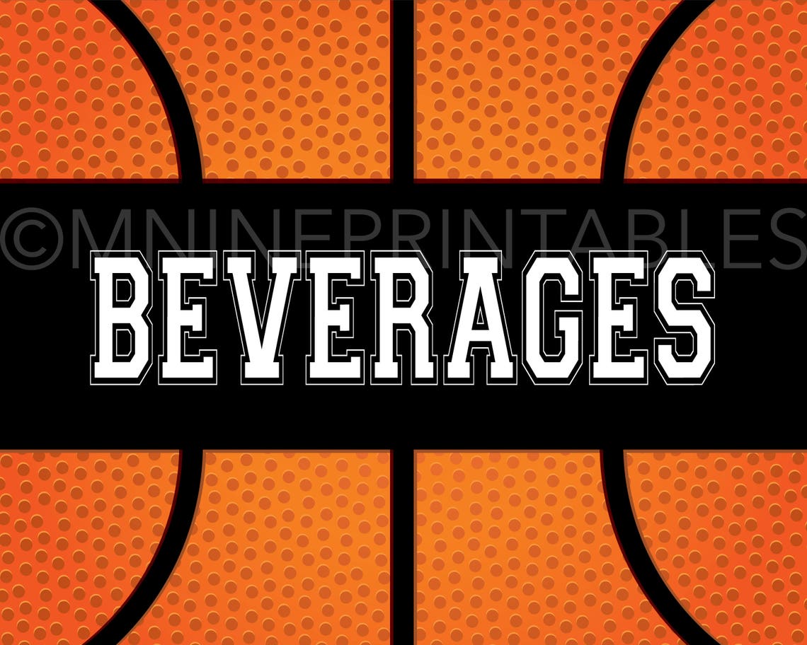 Basketball Sign Printables | BEVERAGES Sign | Digital Downloads ...