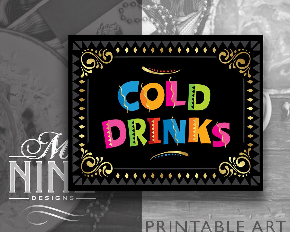 Fiesta Party Sign Printables COLD DRINKS Sign Downloads - Etsy