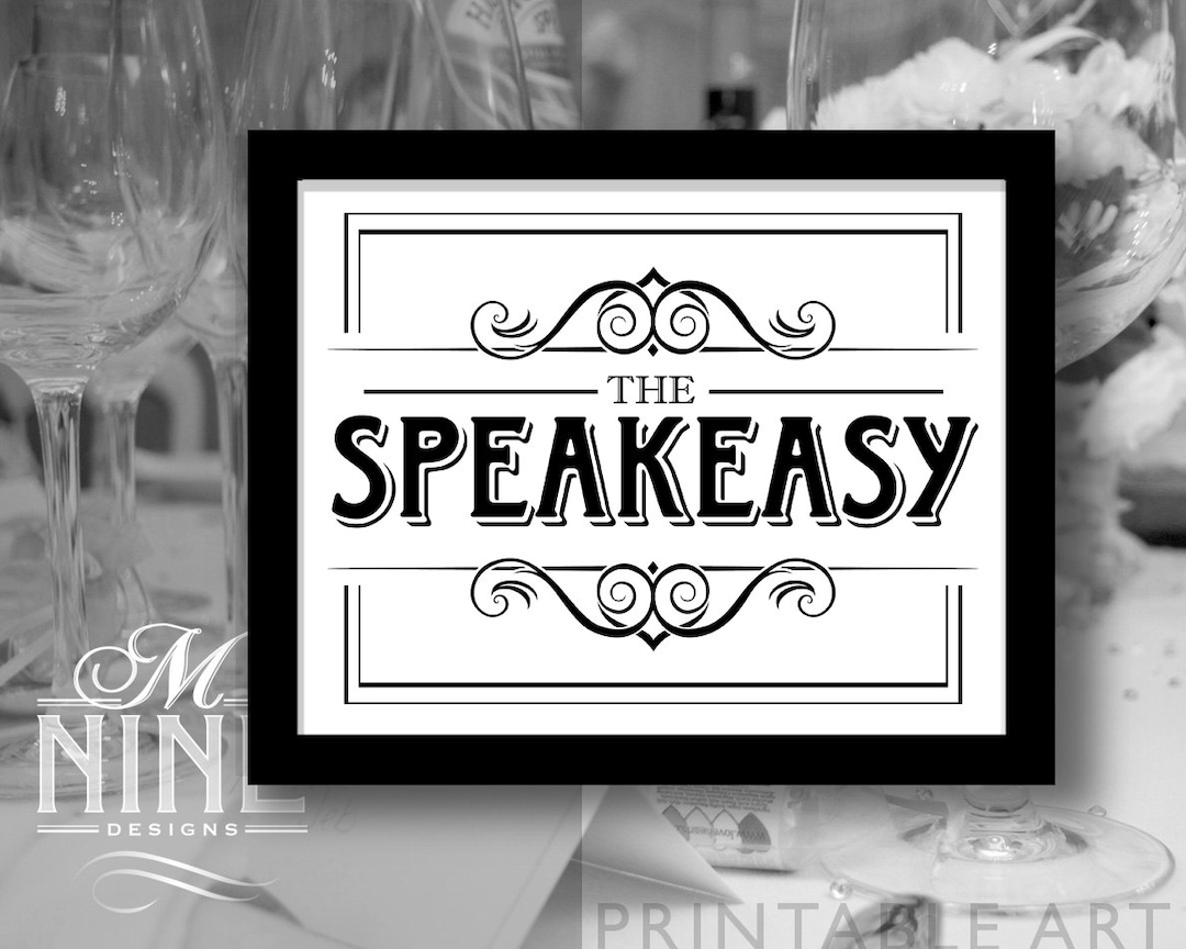 Speakeasy Sign Download, Roaring 1920's Bar Signage, Prohibition Party ...