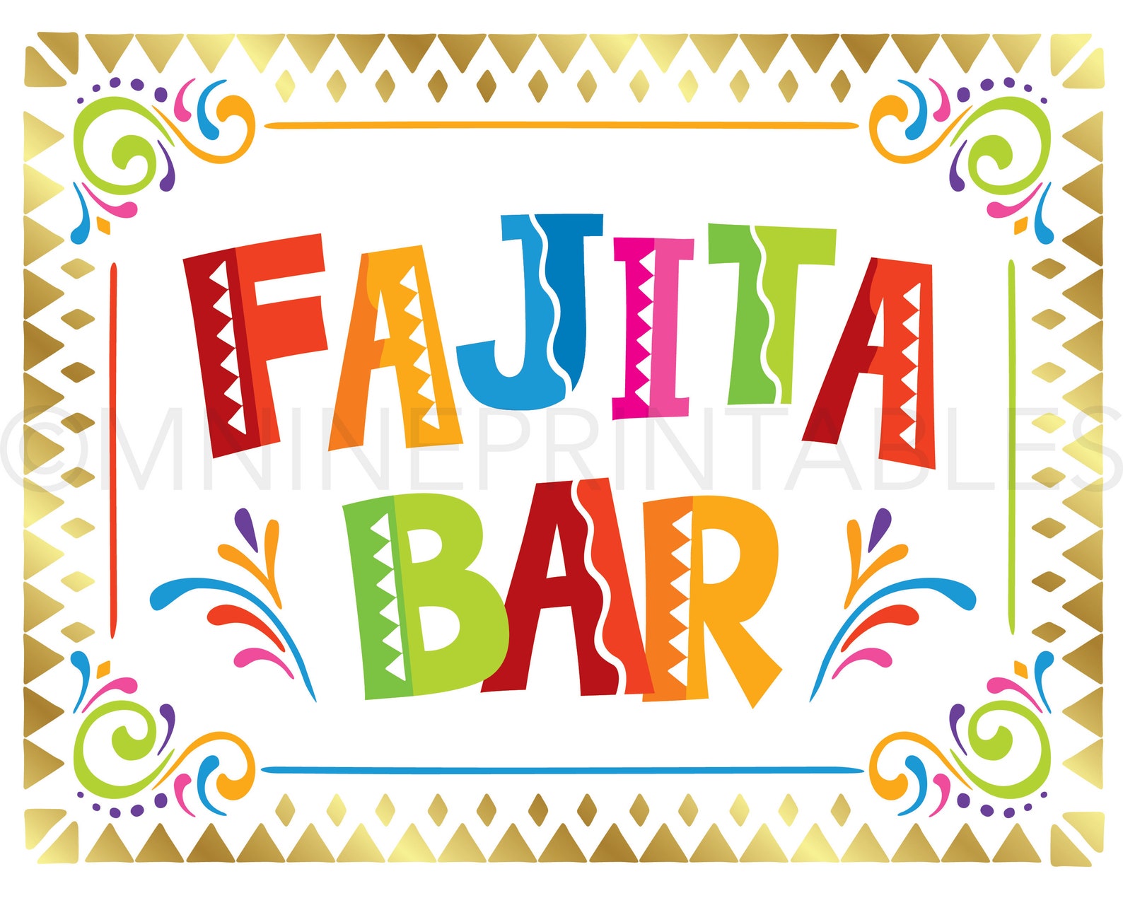Fiesta Party Sign Printables FAJITA BAR Sign Downloads - Etsy