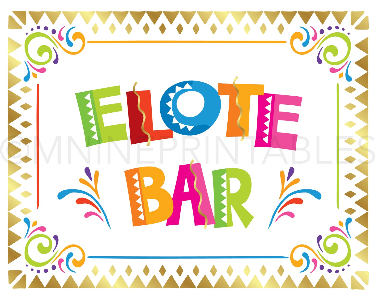 Mexican Celebration Food Signs Fiesta Party Sign Printables | Etsy