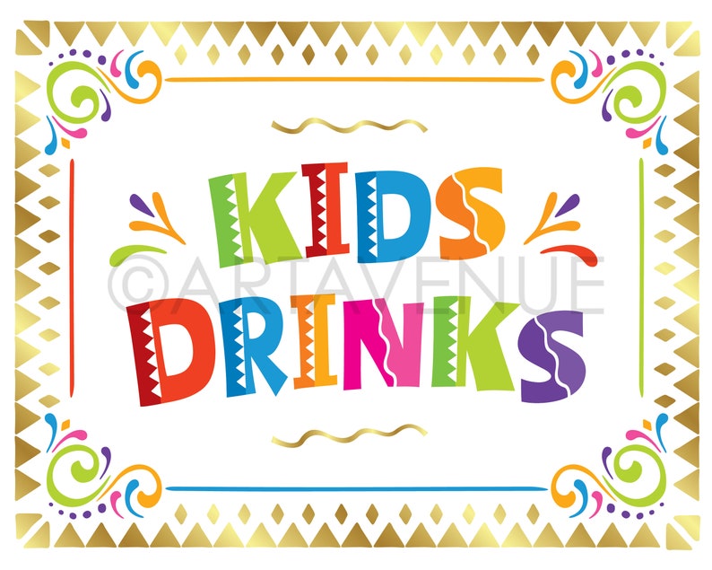 Fiesta Party Sign Printables KIDS DRINKS Sign Downloads - Etsy Australia
