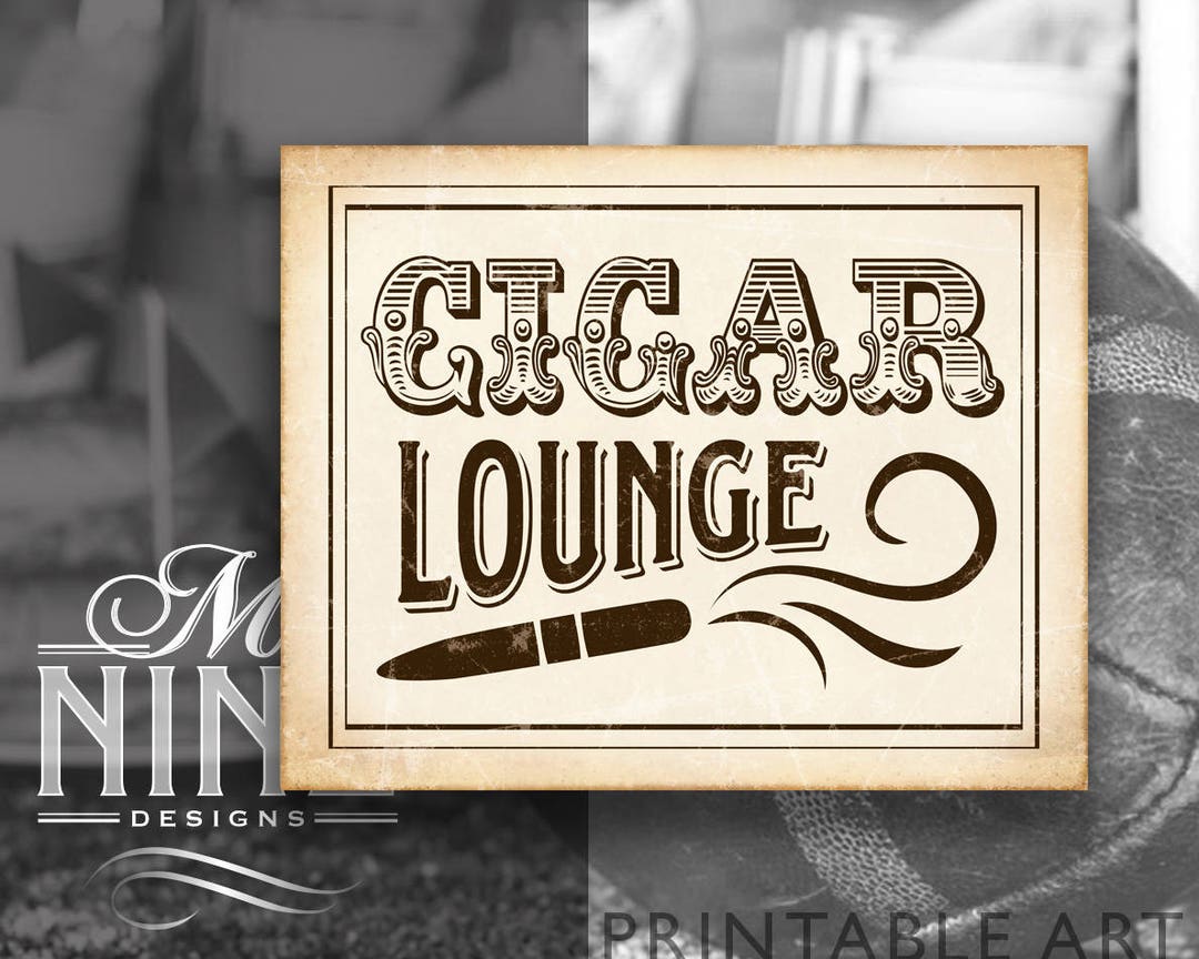 Cigar Lounge Sign Download, Roaring 20's Cigar Party Sign Decorations ...