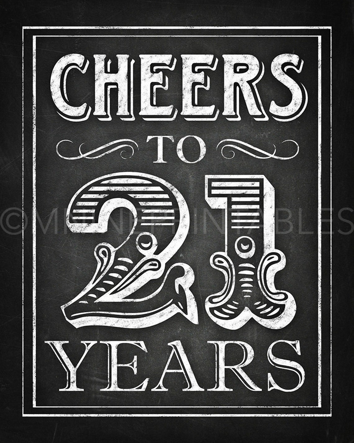Chalkboard Printable Art cheers to 21 Years Sign - Etsy
