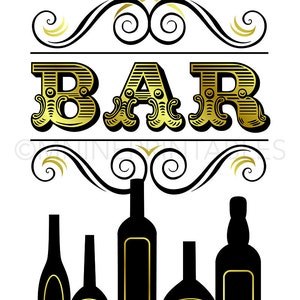 Gold Printable Art "bar" Party Sign Printable Bar Sign Download, Bar ...