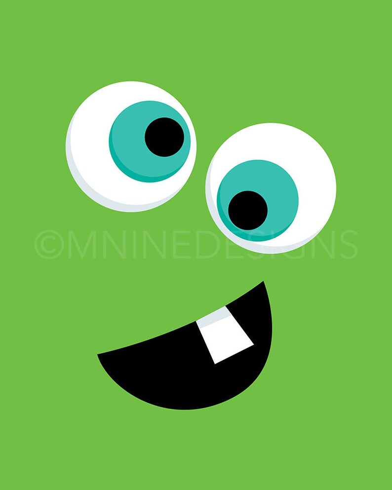 Set of 4 MONSTER Face Printables Frame Art Printable Wall Art - Etsy