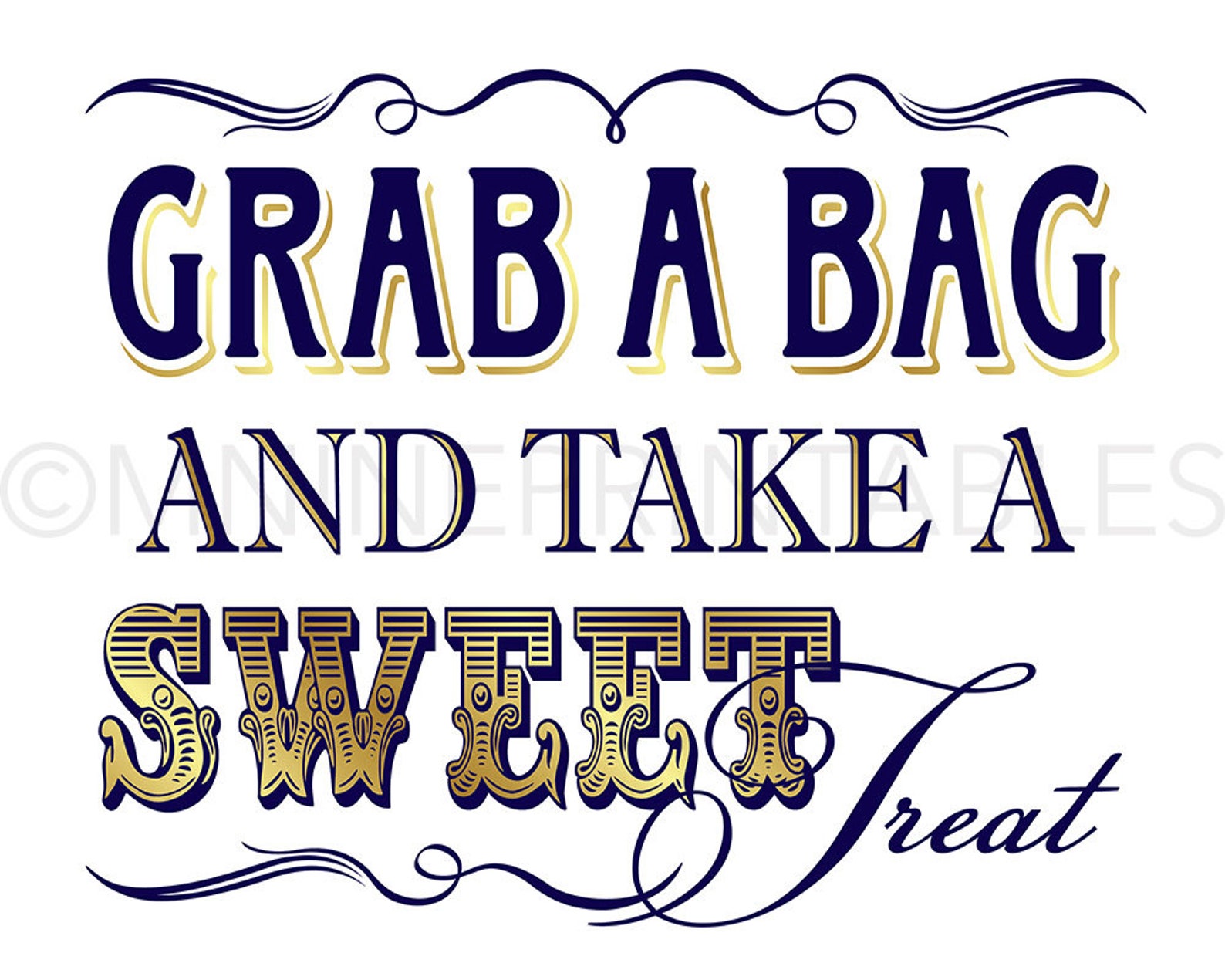 Navy and Gold Party Sign Printables / GRAB A BAG and Take A - Etsy