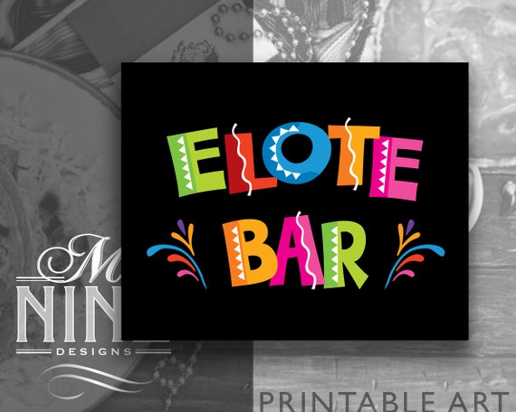 Fiesta Party Sign Printables ELOTE BAR Sign Downloads - Etsy Canada