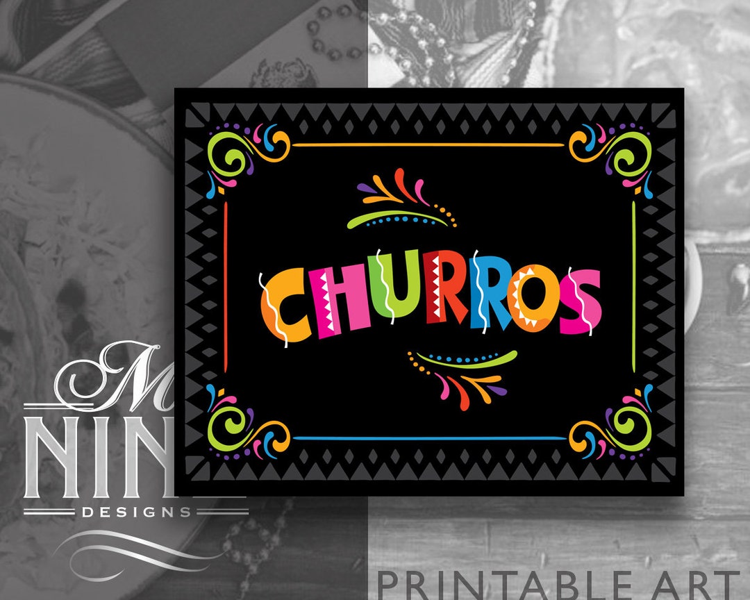 Fiesta Party Churros Sign Printable, Fiesta Wedding Party Table Sign ...