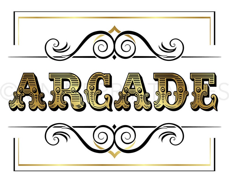 Vintage Party Printable / ARCADE Sign Printable / Gold Vintage - Etsy