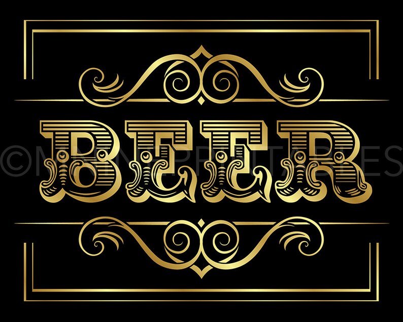 Beer Party Printable beer Sign Black and Gold | Etsy