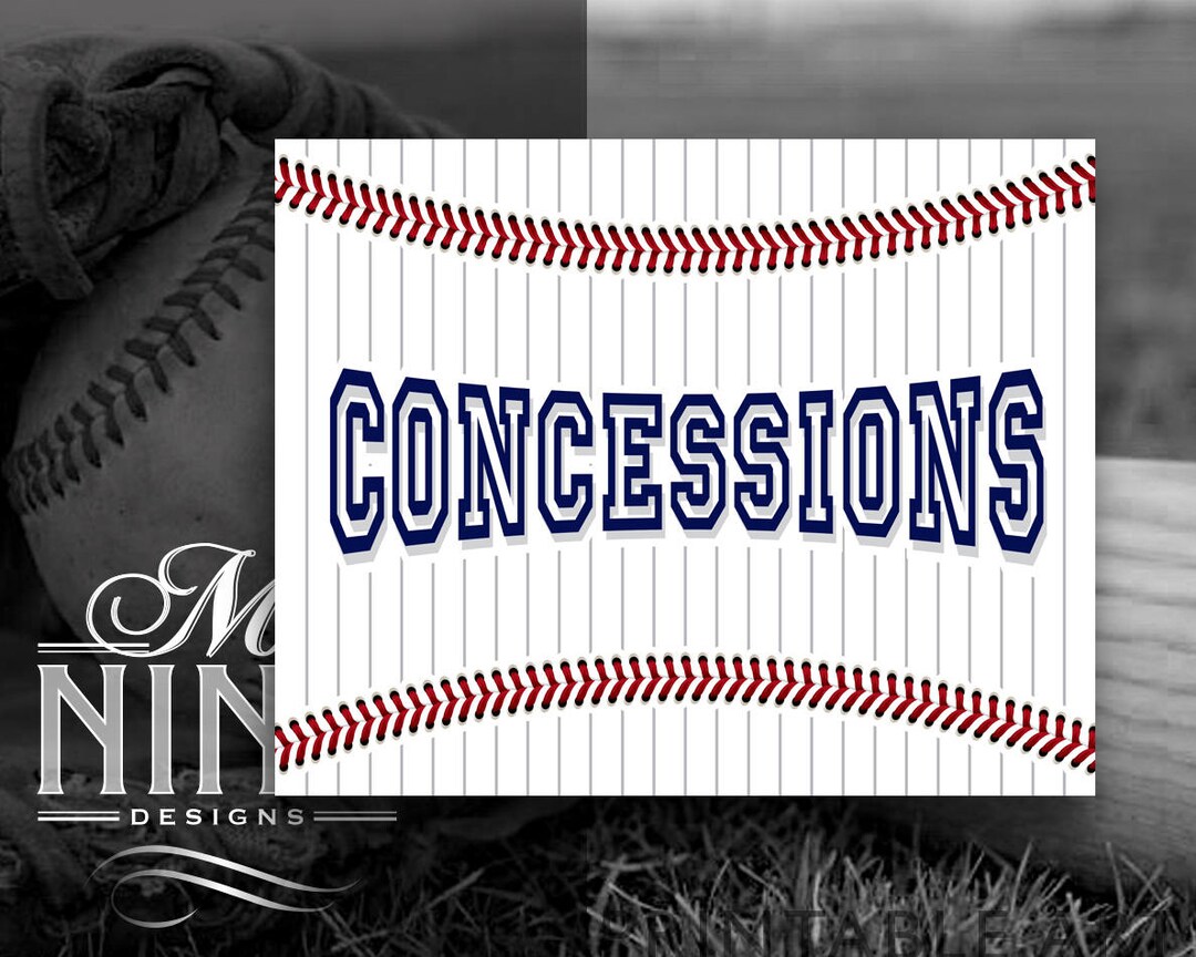 Baseball Concessions Table Sign Printable, Baseball Party Sign ...