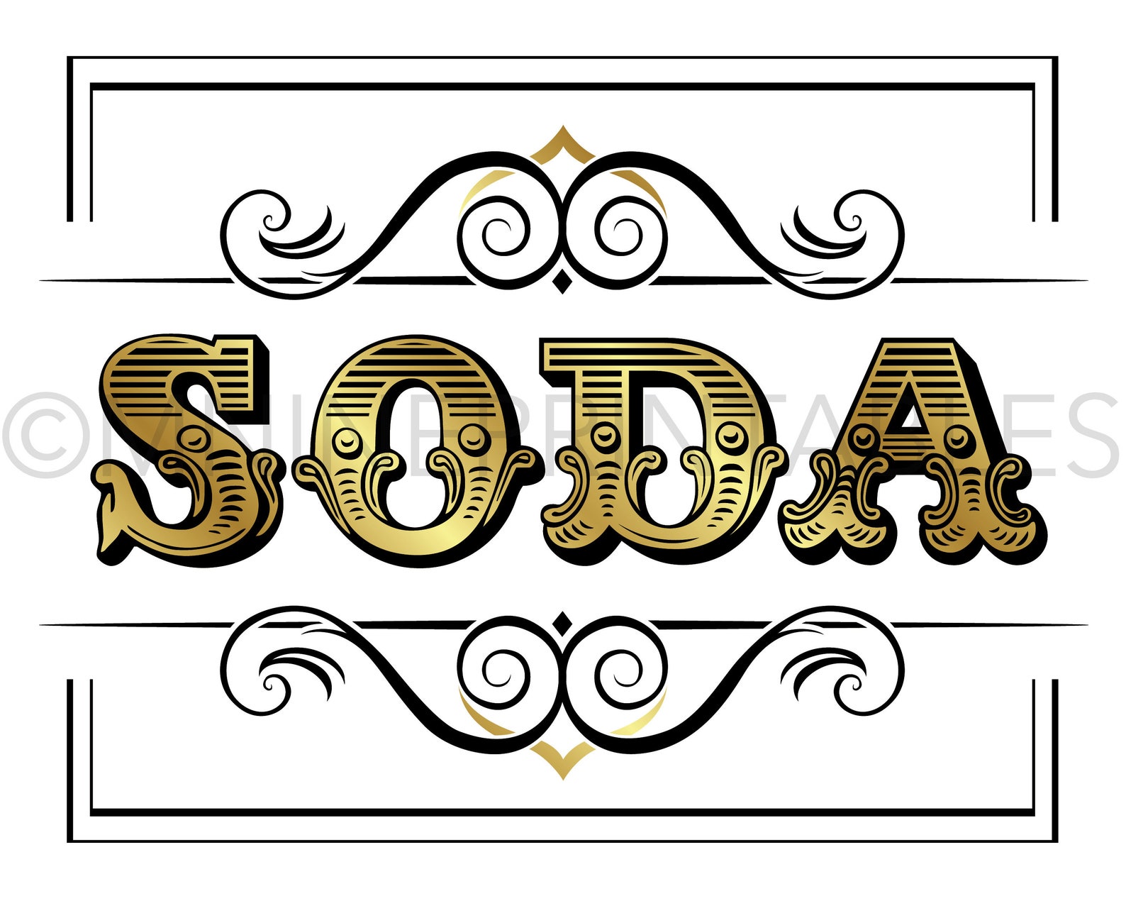 Soda Party Printable "soda" Sign, Gold Vintage Party Signs, Soda ...