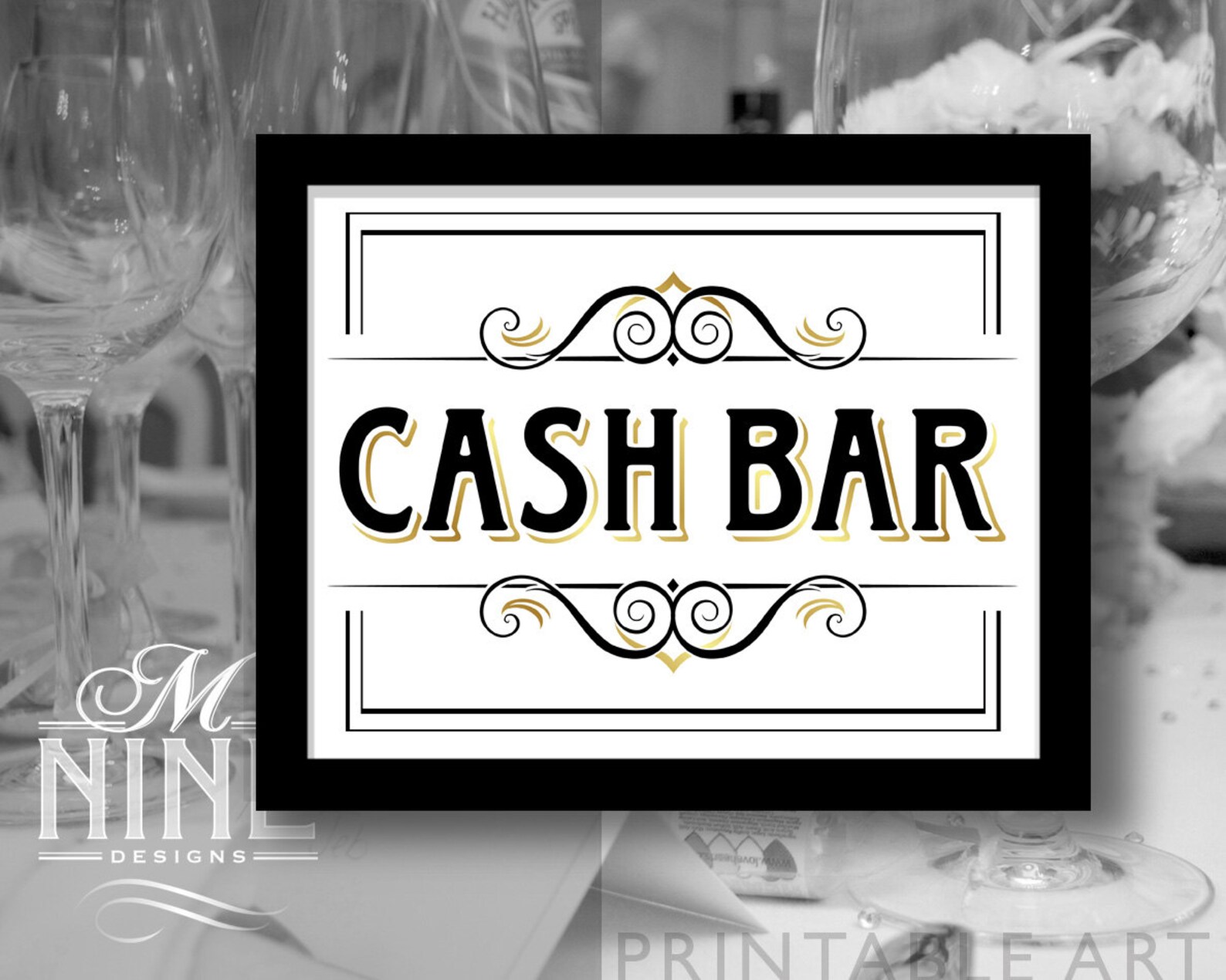 Vintage Party Printable Sign cash Bar Party Signs - Etsy