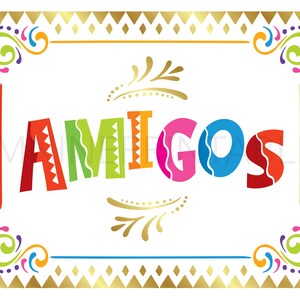 Fiesta Party Sign Printables | AMIGOS AMIGAS Sign Downloads | Digital ...
