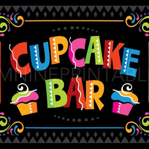 Fiesta Party Sign Printables | CUPCAKE BAR Sign Downloads | Cinco De ...