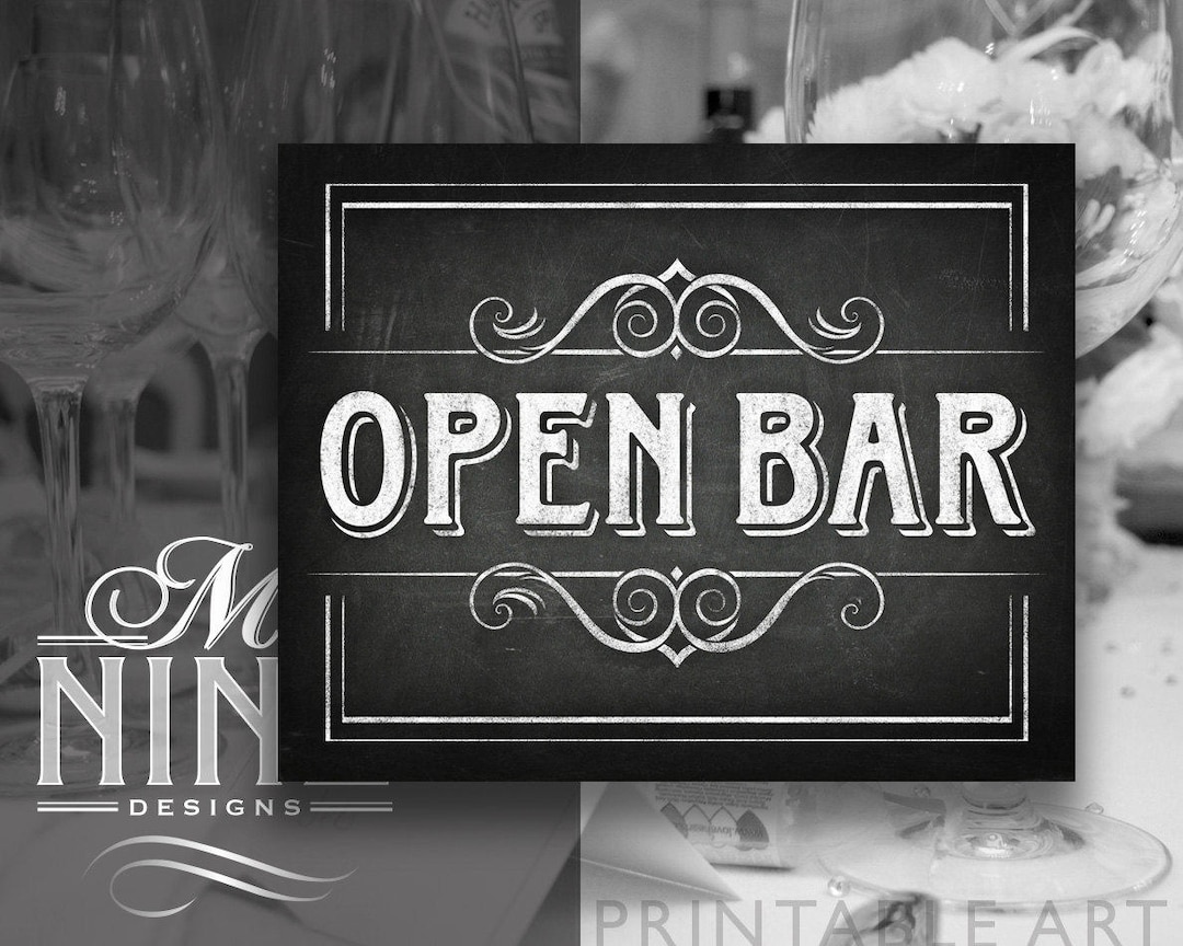 Chalkboard Party Printables / OPEN BAR / Sign Downloads, Chalkboard ...