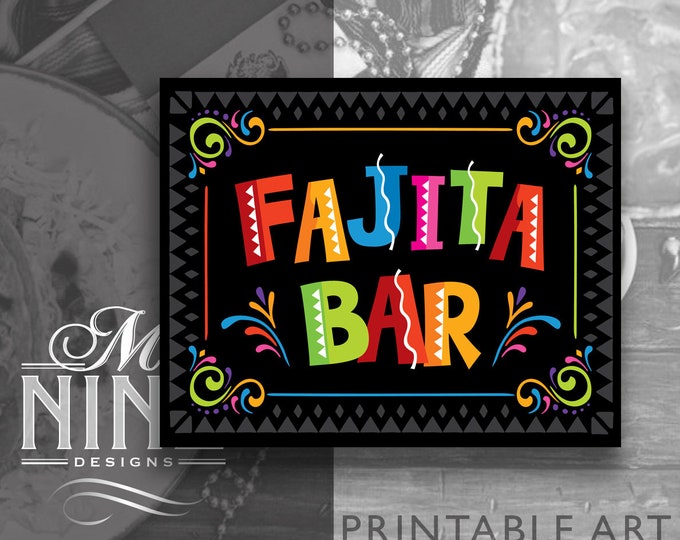 Fiesta Fajita Bar Sign Piñata Fiesta Birthday Party Sign Chalkboard ...