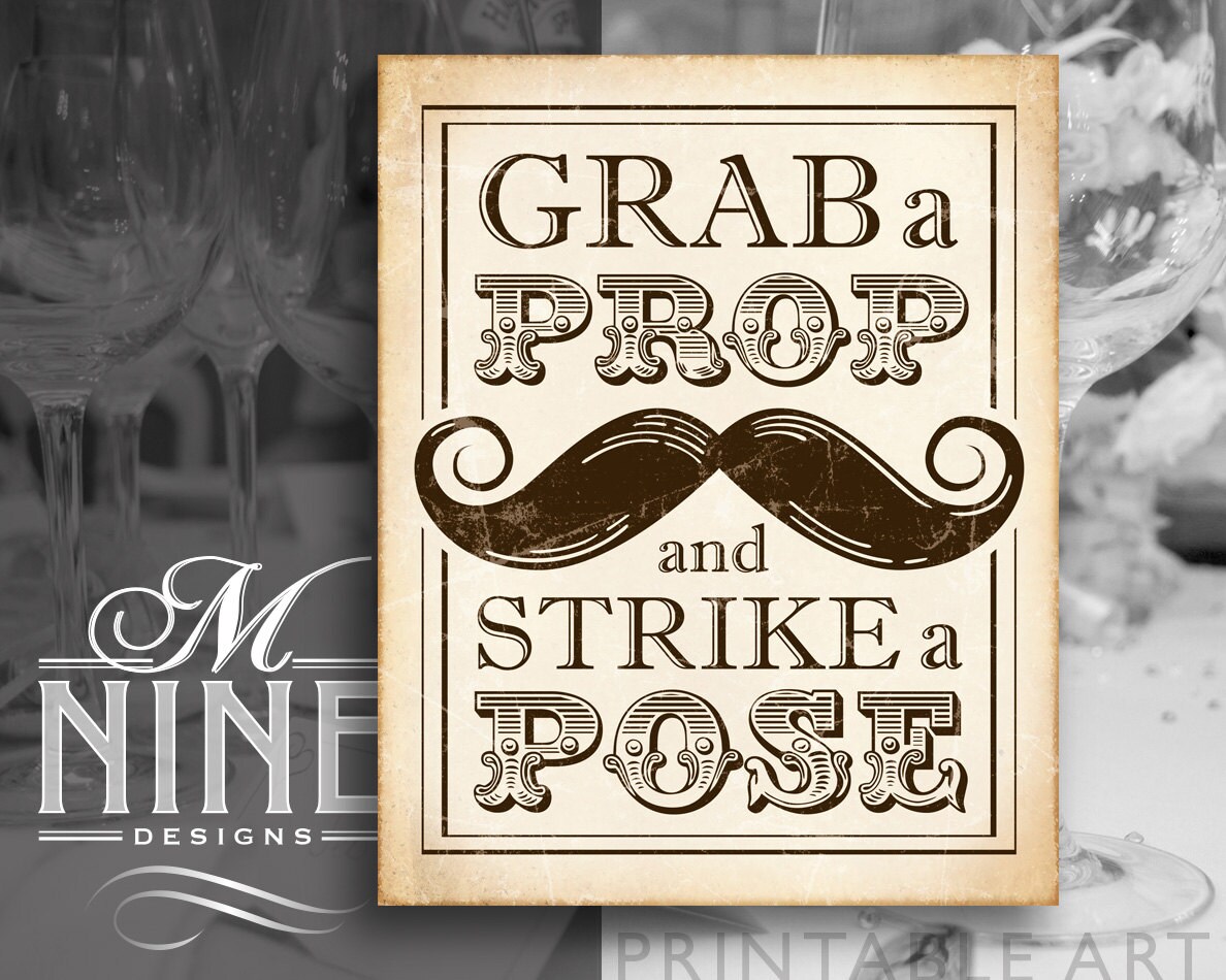Rustic Printable Art Grab A Prop and Strike A Pose | Etsy