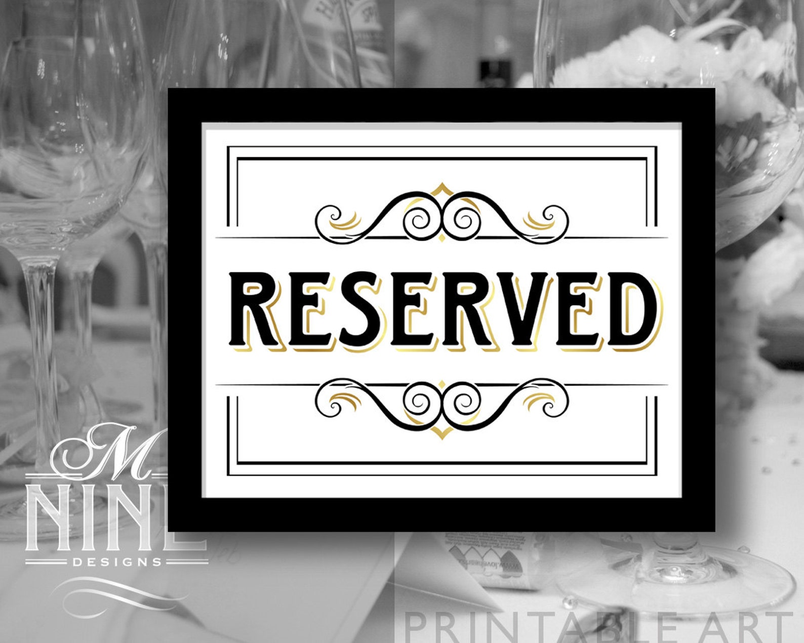 Gold Party Printable reserved Sign Vintage Party - Etsy
