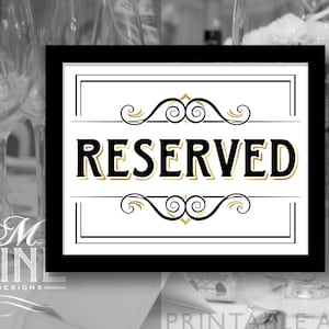 Gold Party Printable "reserved" Sign Vintage Party Signs, Gatsby Party ...