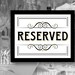 Gold Party Printable "reserved" Sign Vintage Party Signs, Gatsby Party ...