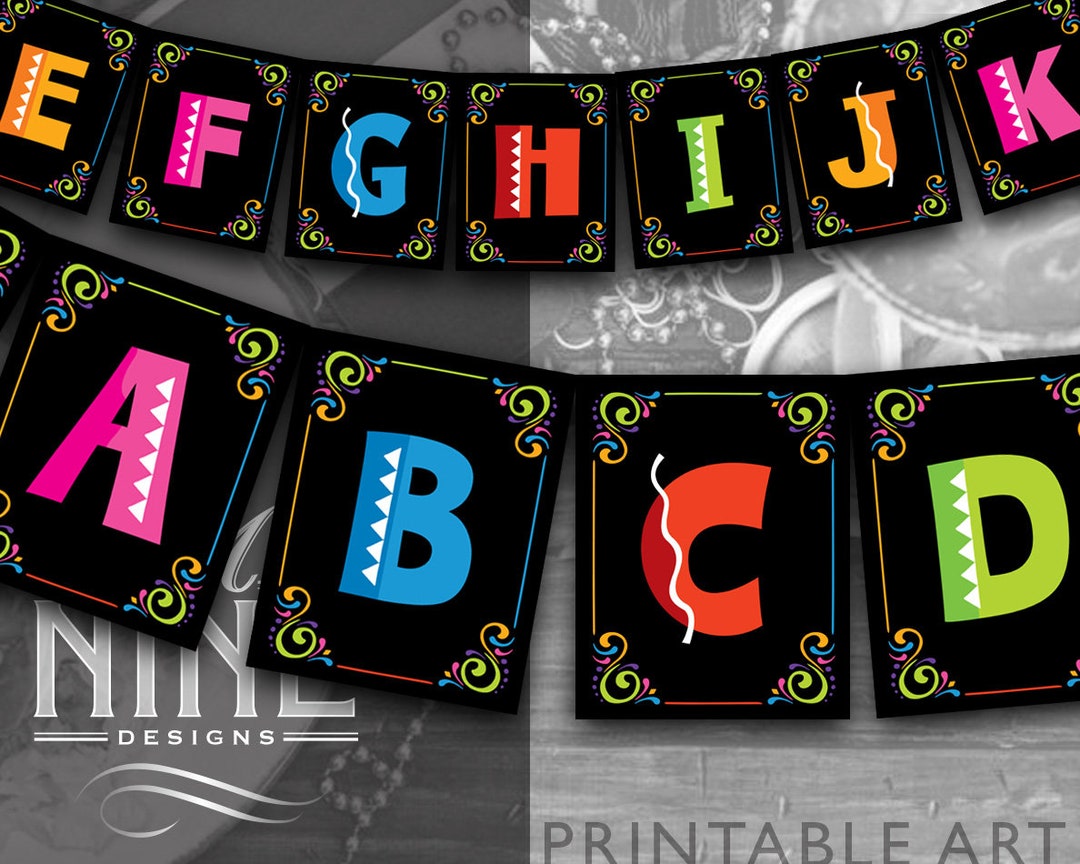 Fiesta Party BANNER LETTERS Sign Printables | Fiesta Sign Downloads ...