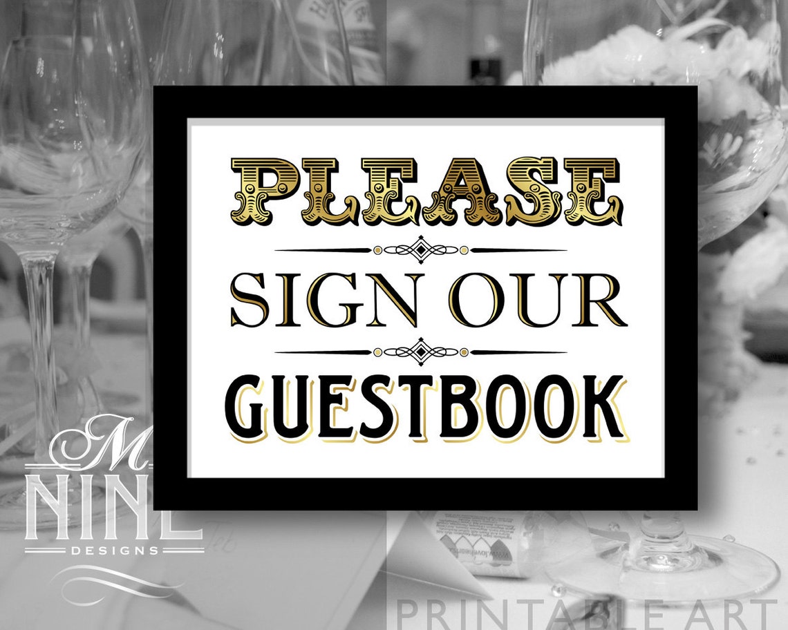 Gold Party Printable Sign please Sign Our - Etsy