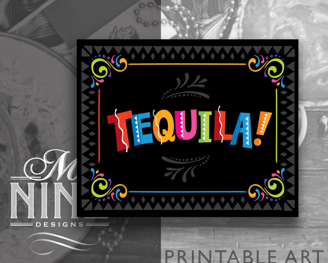 Fiesta Party TEQUILA Sign Printables Fiesta Sign Downloads - Etsy