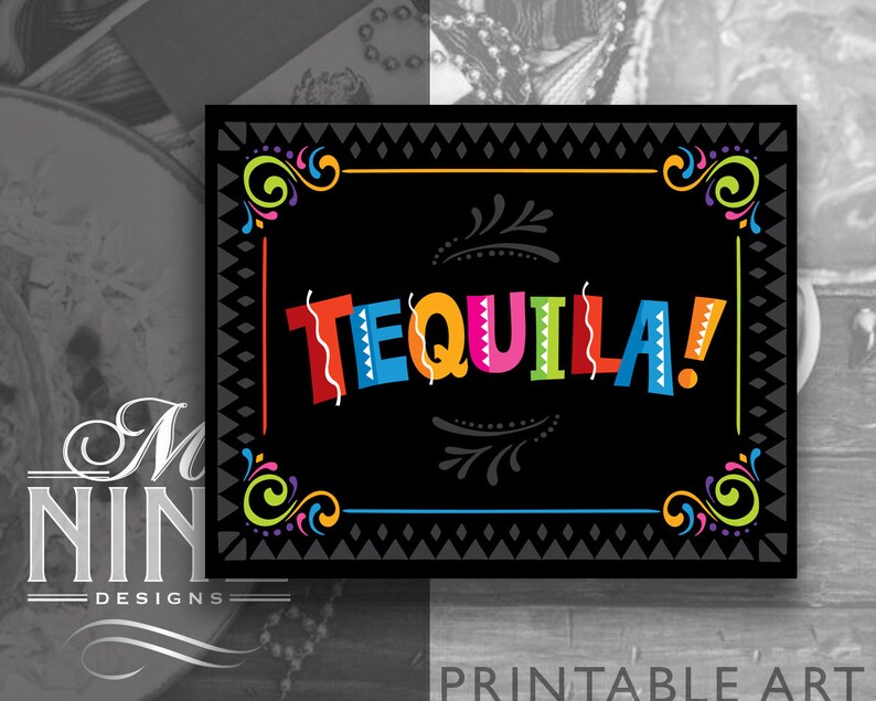 Fiesta Party TEQUILA Sign Printables Fiesta Sign Downloads - Etsy