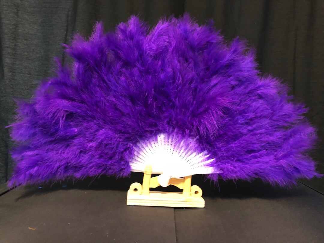 Purple Handmade Craft Large Turkey Feather Fan 21x12 with 28 Staves for ...