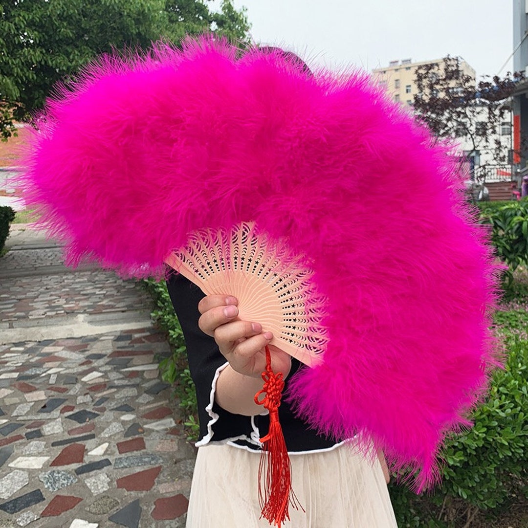 Hot Pink Large and Heavy Turkey Feather Fan 23x12 with 25 Staves for ...
