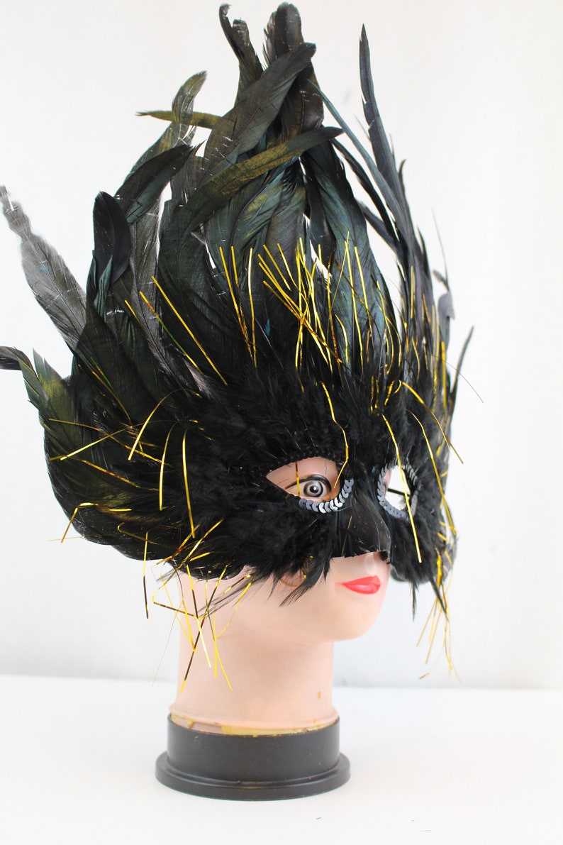 Handmade cock feather mask Halloween Mardi Gras Masquerade | Etsy