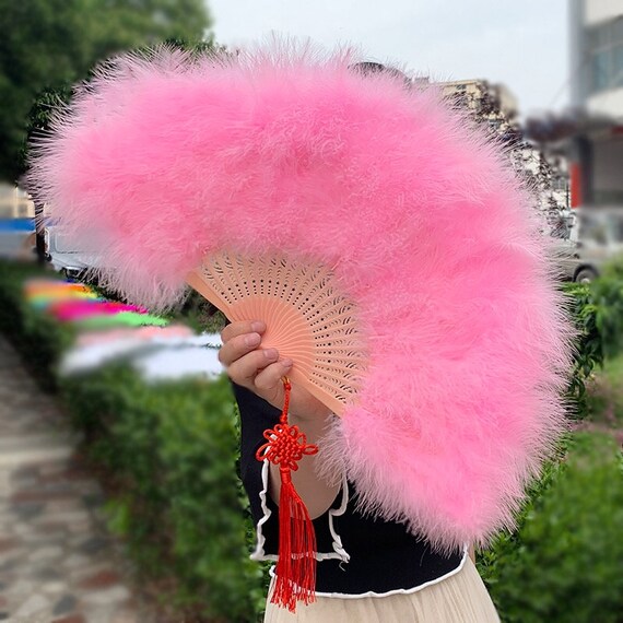 Pink Large and Heavy Turkey Feather Fan 23x12 | Etsy