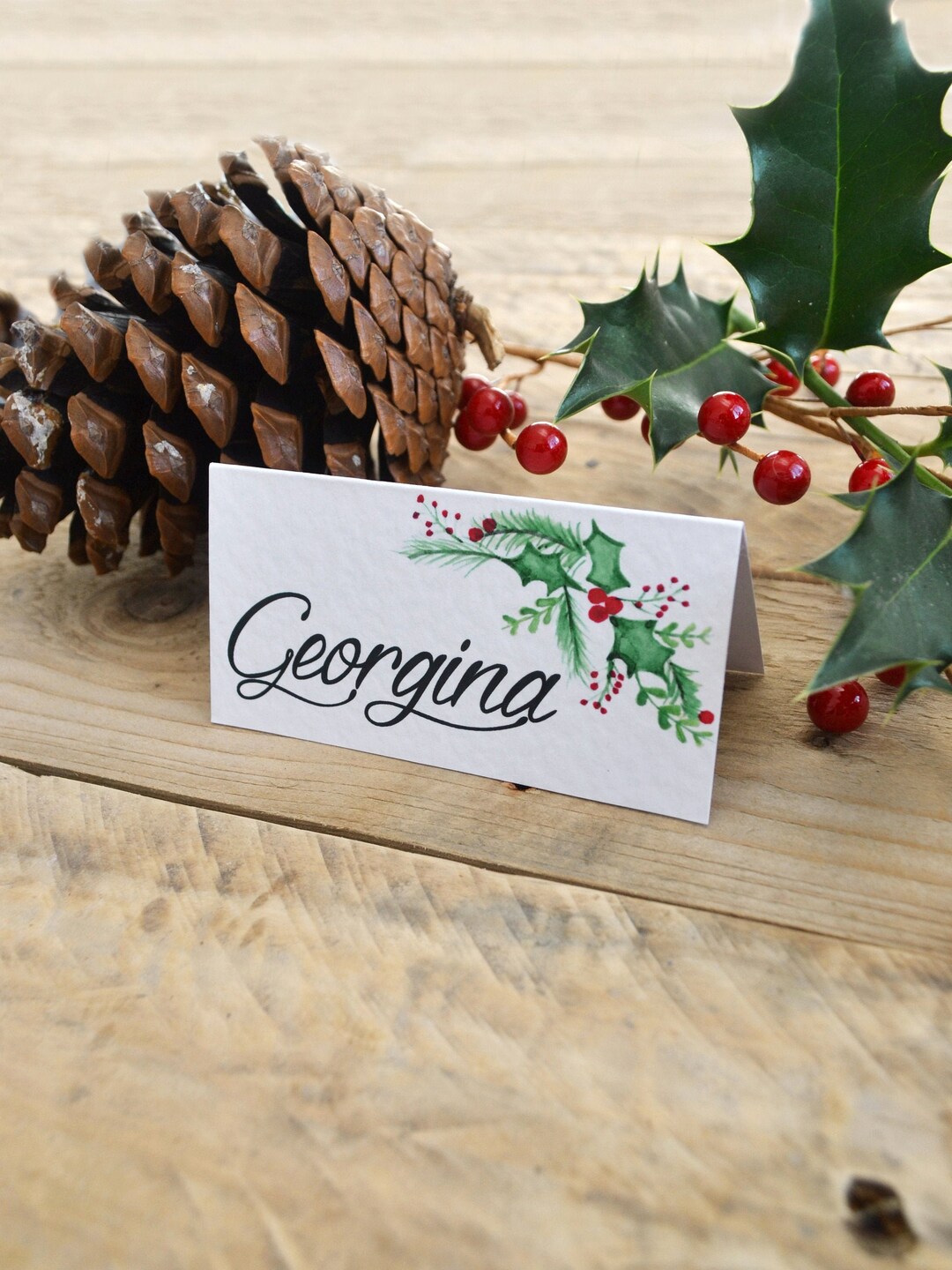 Christmas Winter Wedding Place Name | Handmade Rustic Stationery ...