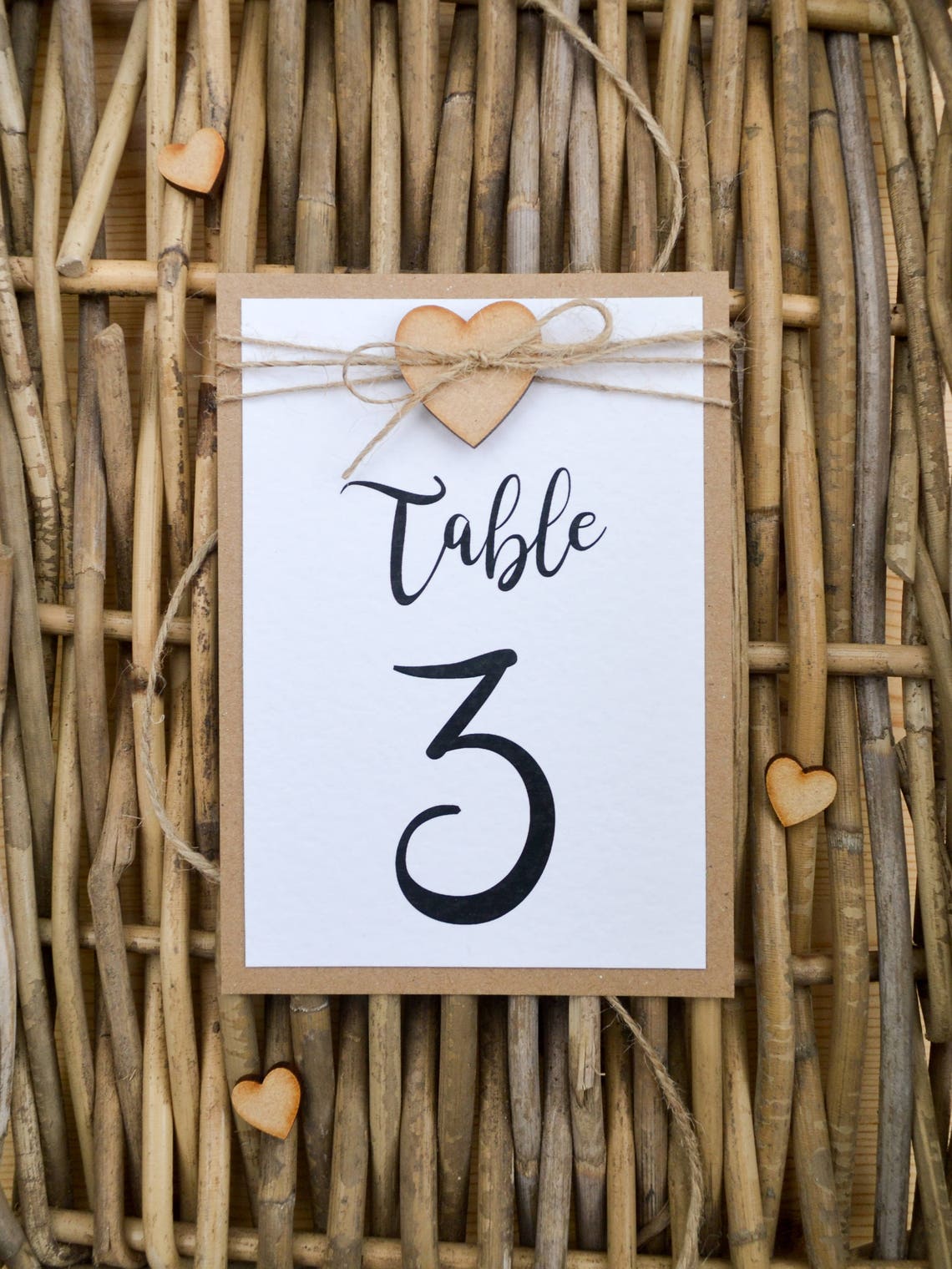 Rustic Heart Table Number Name Handmade Wedding Stationery - Etsy UK