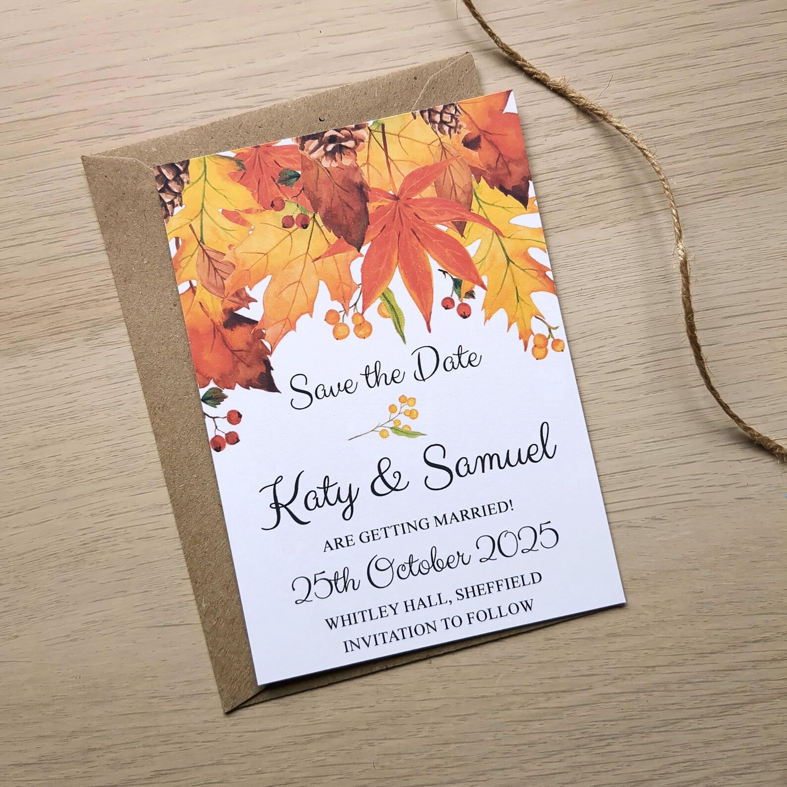 Autumn Fall Leaves Save the Date | Handmade Wedding Invitations ...
